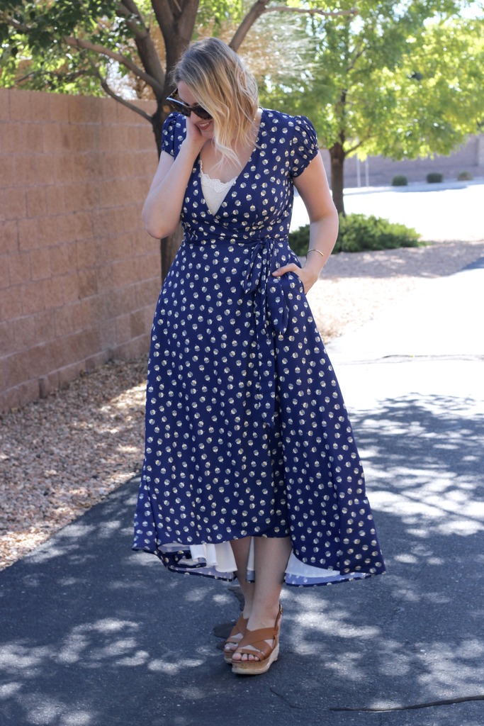 Dandelion Print Wrap Dress - Middle of Somewhere