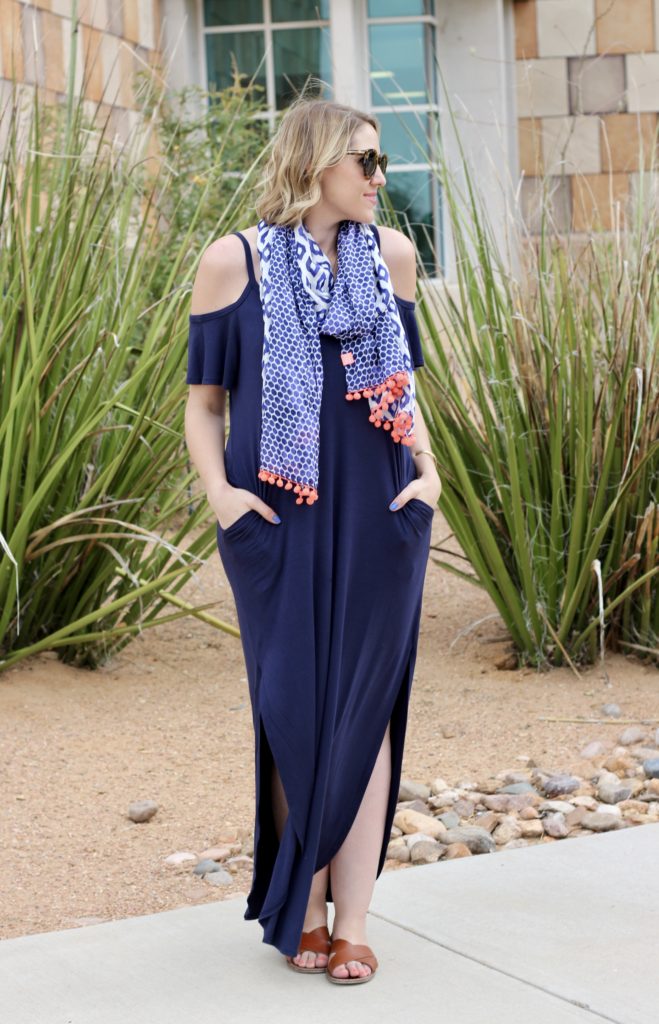 Cold Shoulder Maxi Dress | Middle of Somewhere Blog